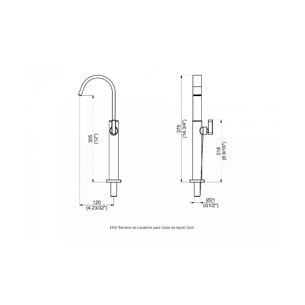 Torneira P/Lav.Cuba Apoio Perflex 1195 Pf33 Dn15 10744024 - Loja diCasa